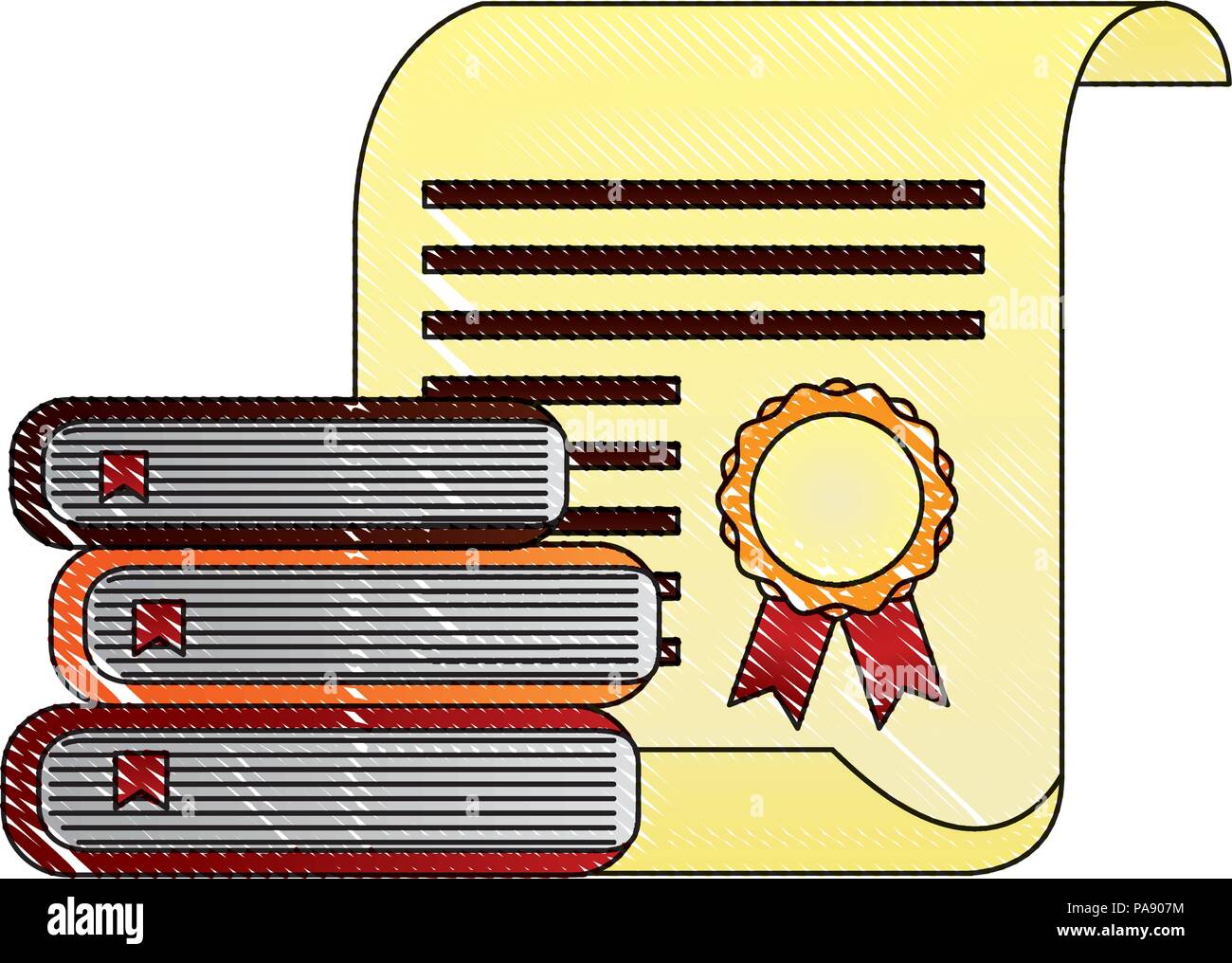 parchment diploma graduation with books Stock Vector Image & Art - Alamy