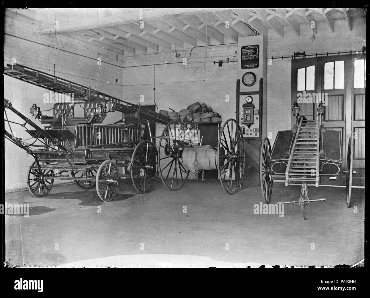 125 Interior of the engine house at Petone Fire Brigade Station ATLIB ...