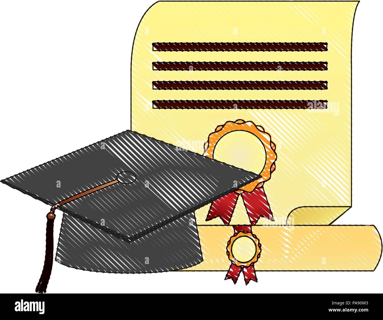 parchment diploma and hat graduation Stock Vector Image & Art - Alamy