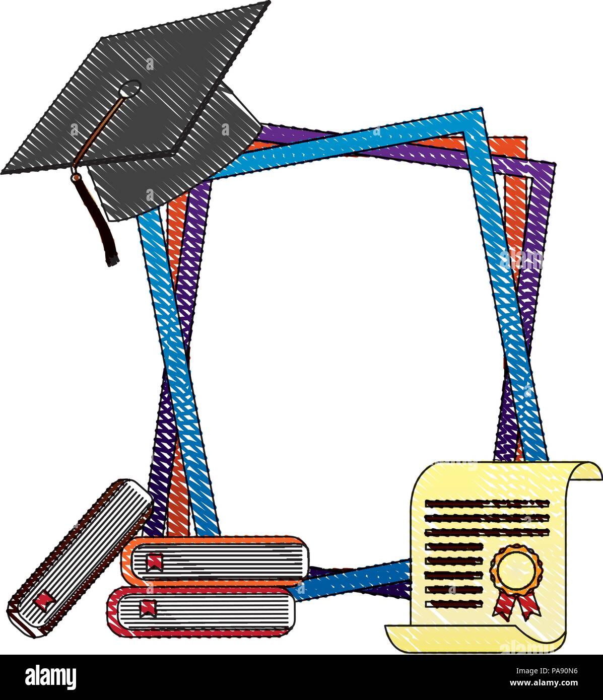 graduation frame with set icons Stock Vector Image & Art - Alamy