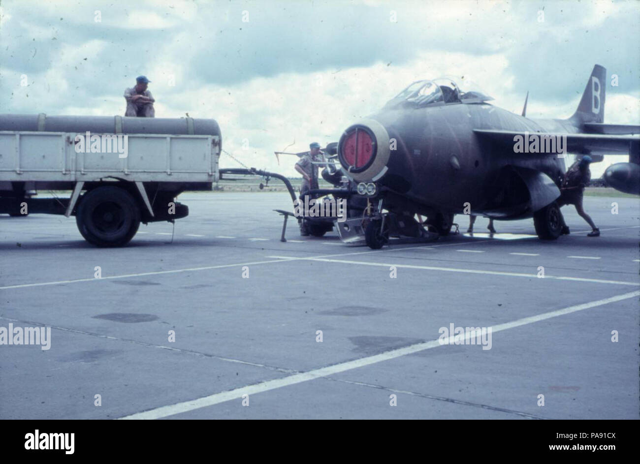 128 J-29 refueling at Kamina Air Base Stock Photo - Alamy