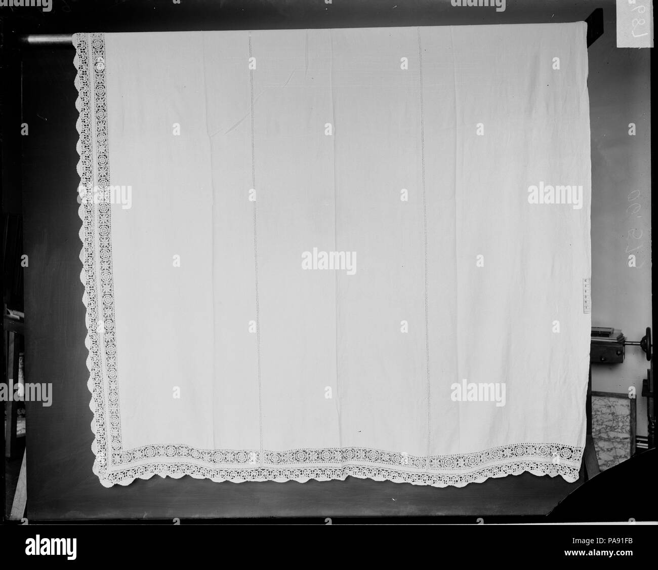 Linen sheet. Culture: Italian. Dimensions: L. 100 x W. 138 inches 254.0 ...