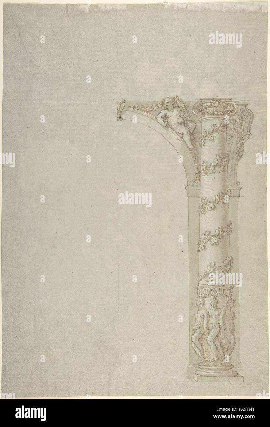 Design for the Bay of an Arcade with Female Figures at the Base and an ...