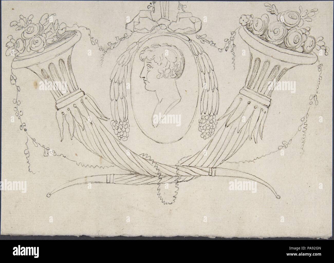 Medallion between Cornucopia. Artist: Anonymous, German, 19th century ...