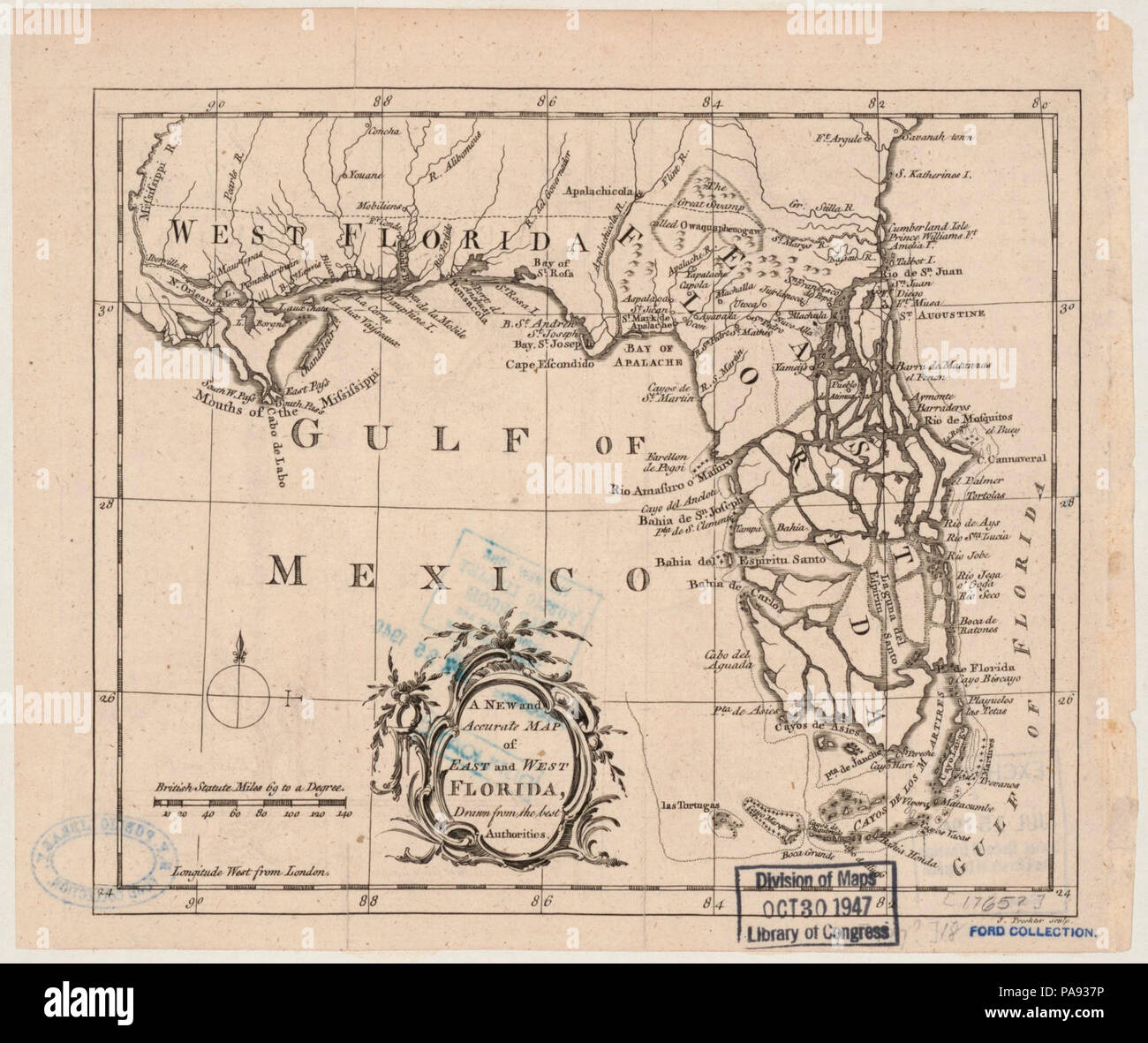 A new and accurate map of east and west Florida Stock Photo - Alamy