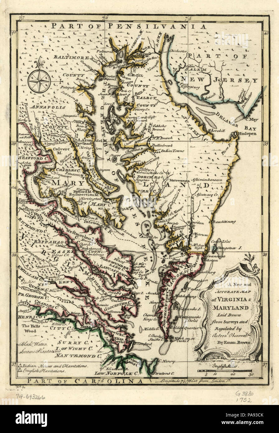 A new and accurate map of Virginia & Maryland Stock Photo - Alamy