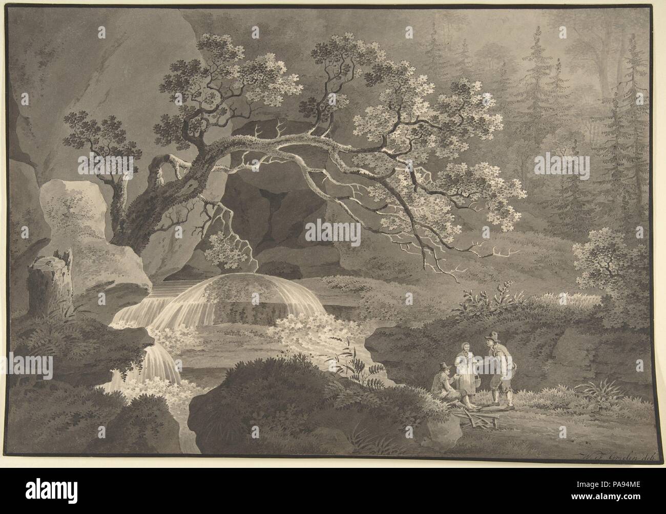 Landscape with Waterfall. Artist: Friedrich Wilhelm Gmelin (German ...