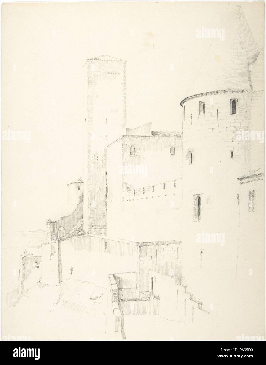 Medieval Towered Wall, France. Artist: Ernest Flagg (American, Brooklyn ...