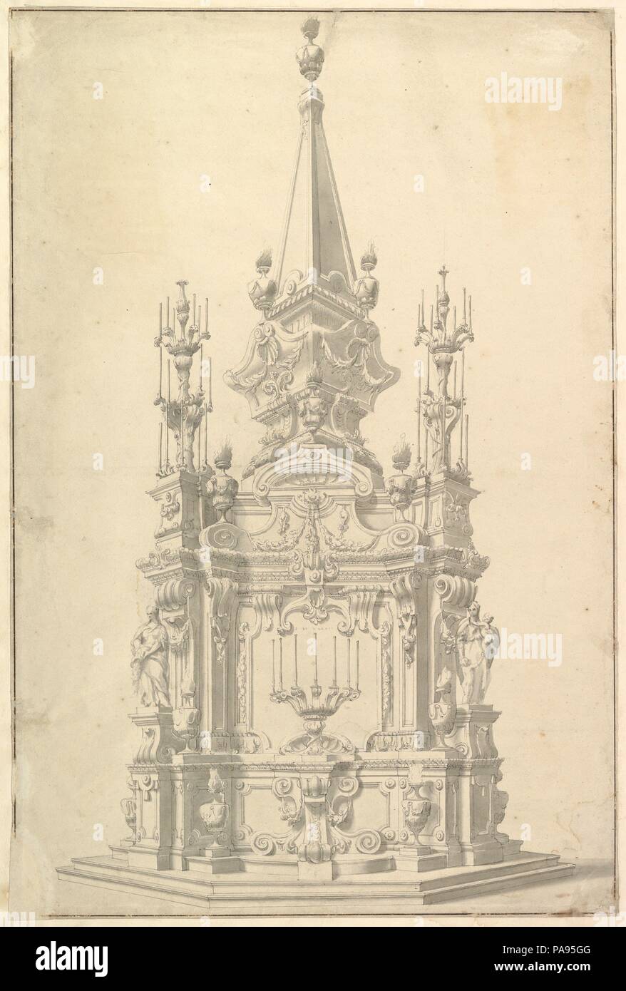 Elevation for a Catafalque Surmounted by an Obelisk. Artist: Workshop ...