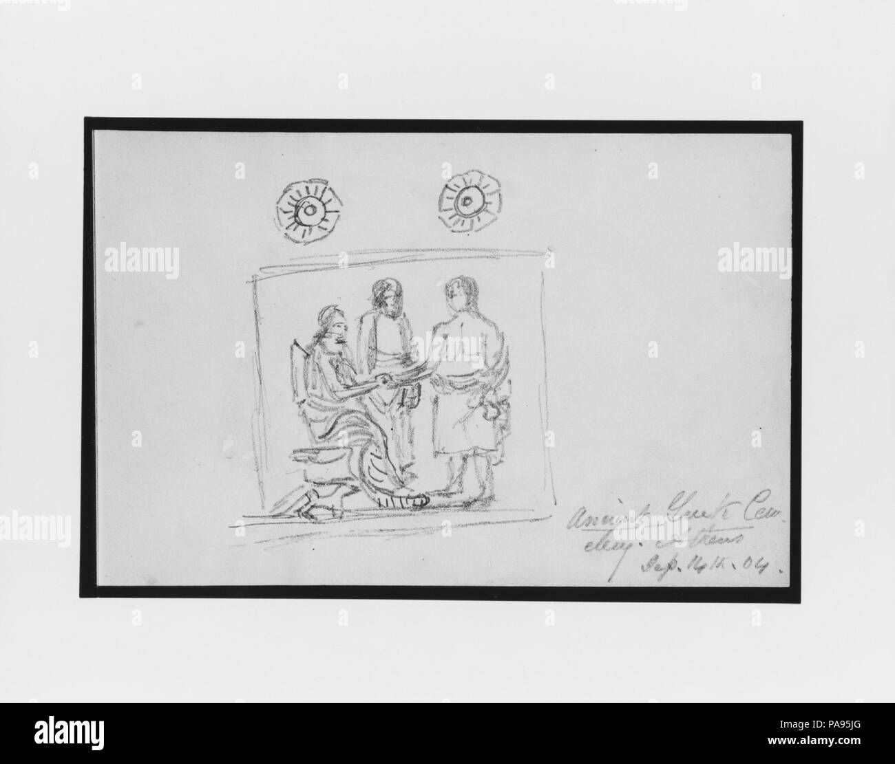 Sketch of Grave Stele (from Sketchbook). Artist: Mary Newbold Sargent (1826-1906). Dimensions: 5 ...