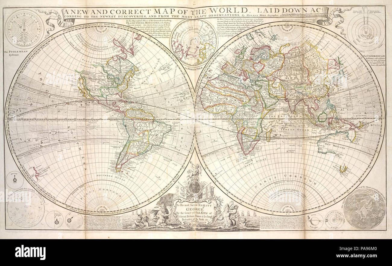 A new and correct map of the world, laid down according to the newest ...