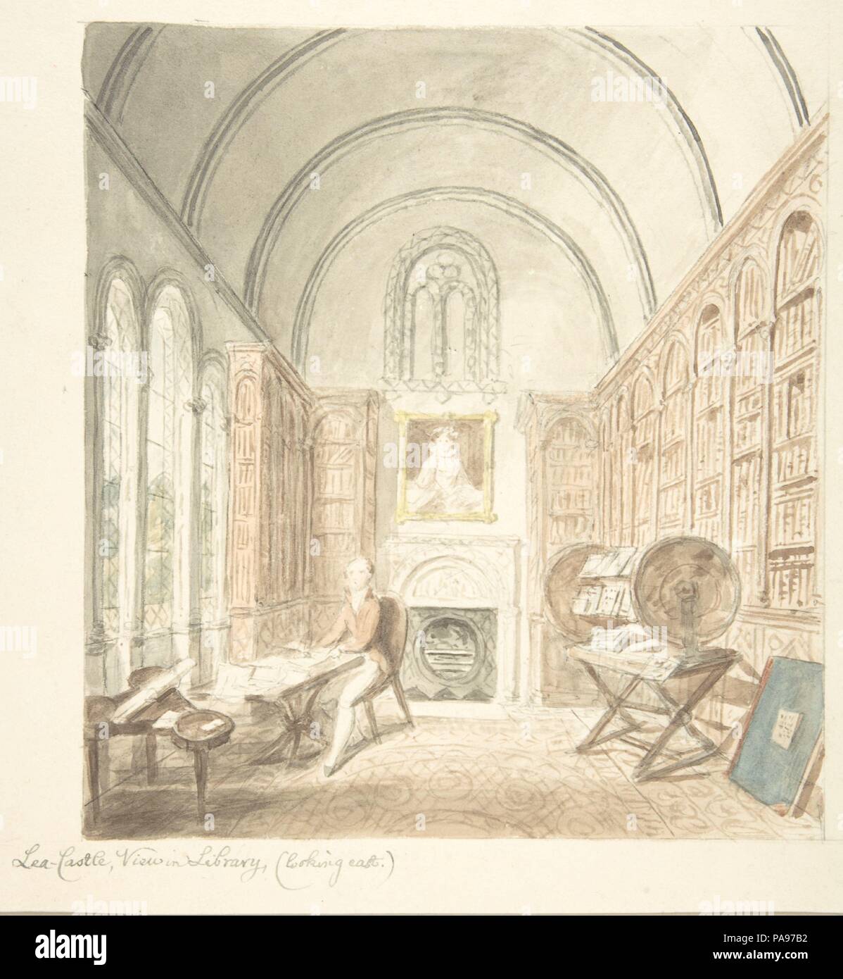 Lea Castle, View in the Library, Looking East. Artist: Attributed to ...