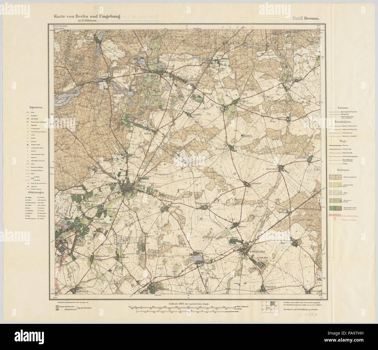 146 Karte von Berlin und Umgebung (1922) in 12 Blättern III Bernau ...