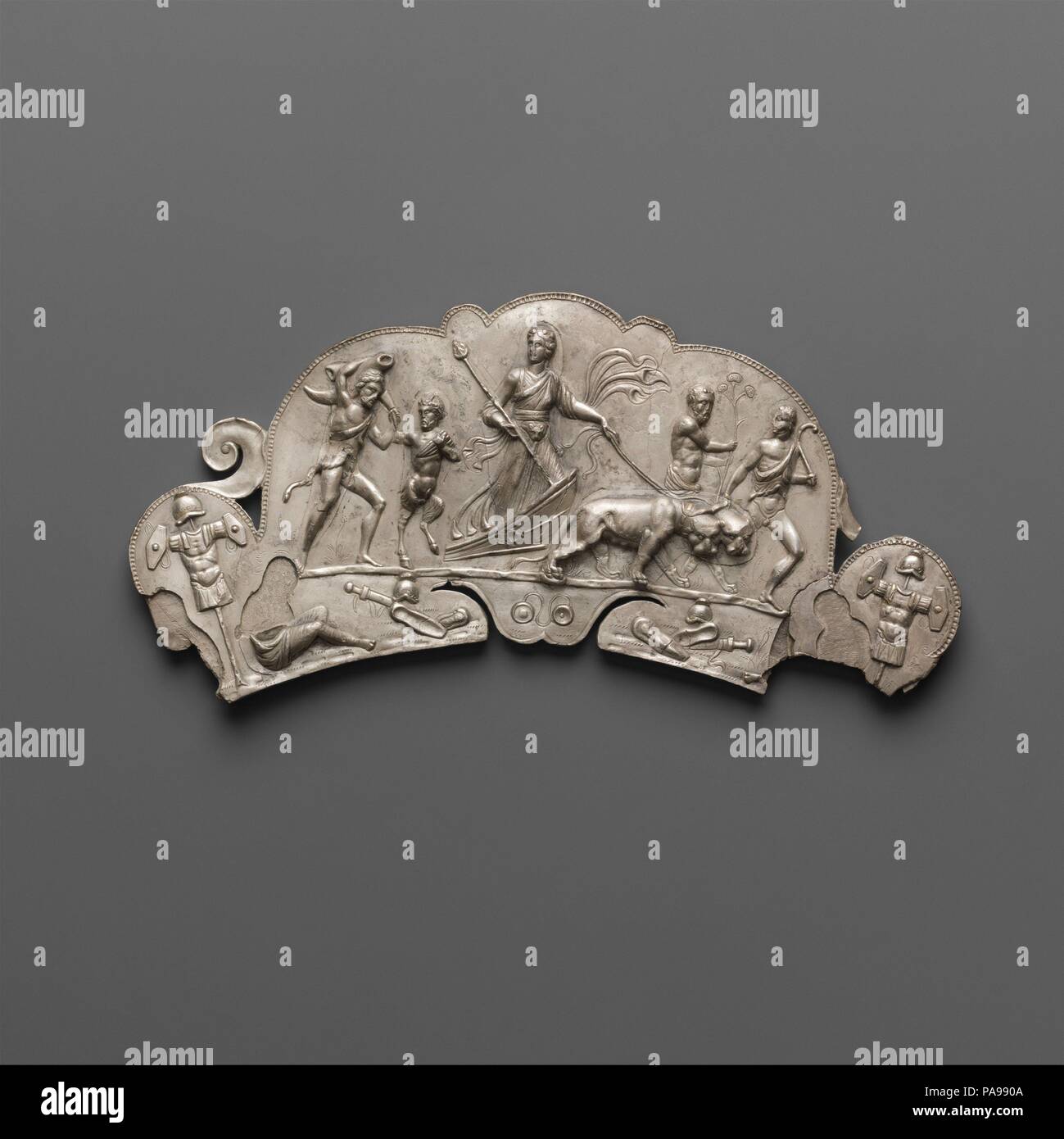 Silver handle from a serving dish. Culture: Roman. Dimensions: length ...