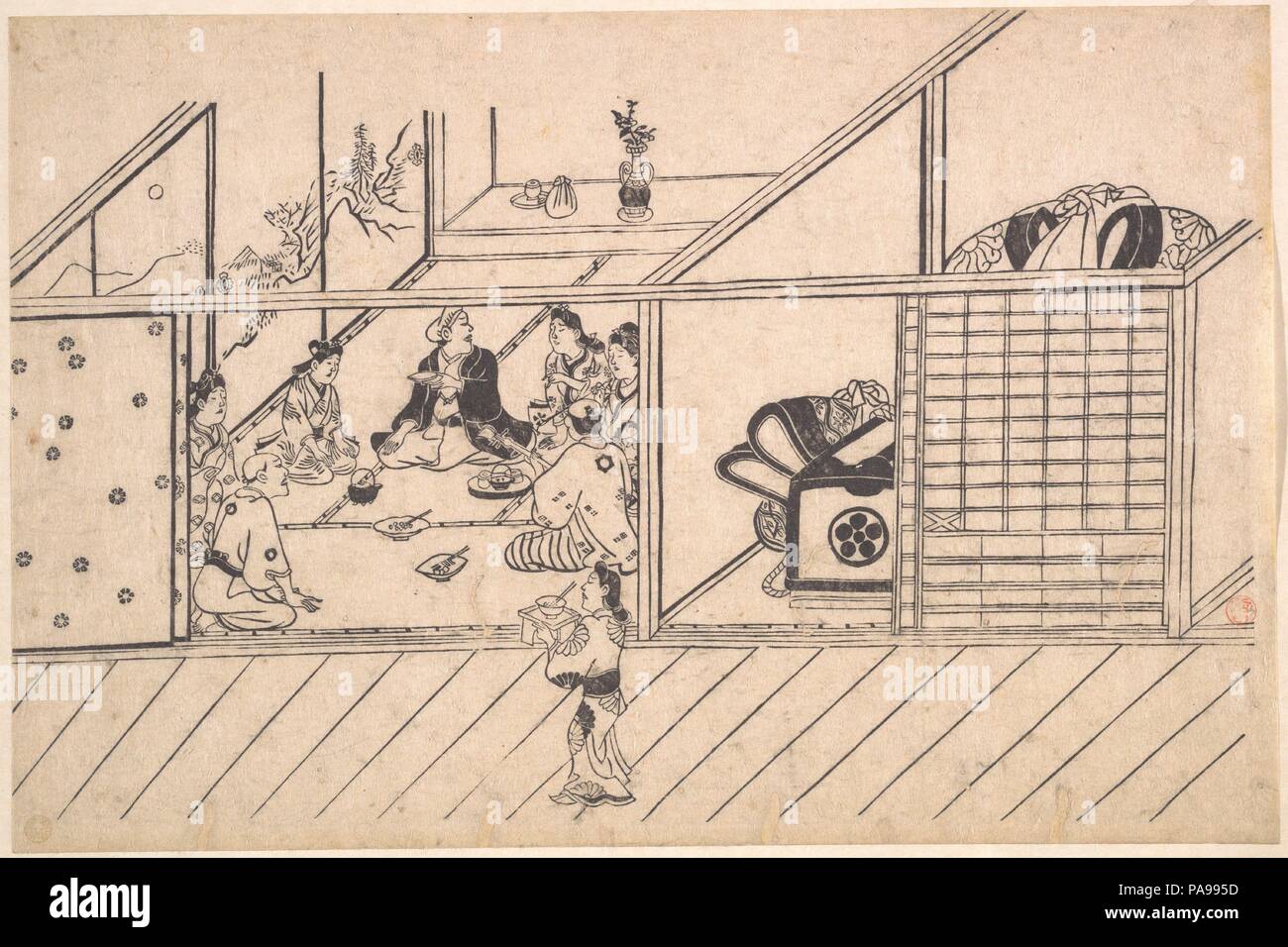 A Banquet in a Joroya. Artist: Hishikawa Moronobu (Japanese, died 1694 ...