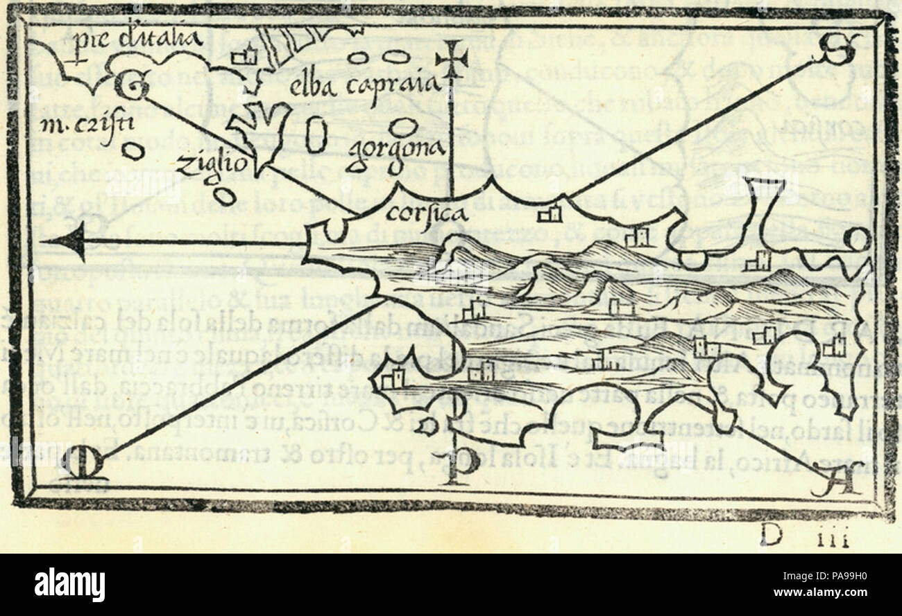 166 Map of Corsica - Bordone Benedetto - 1547 Stock Photo - Alamy