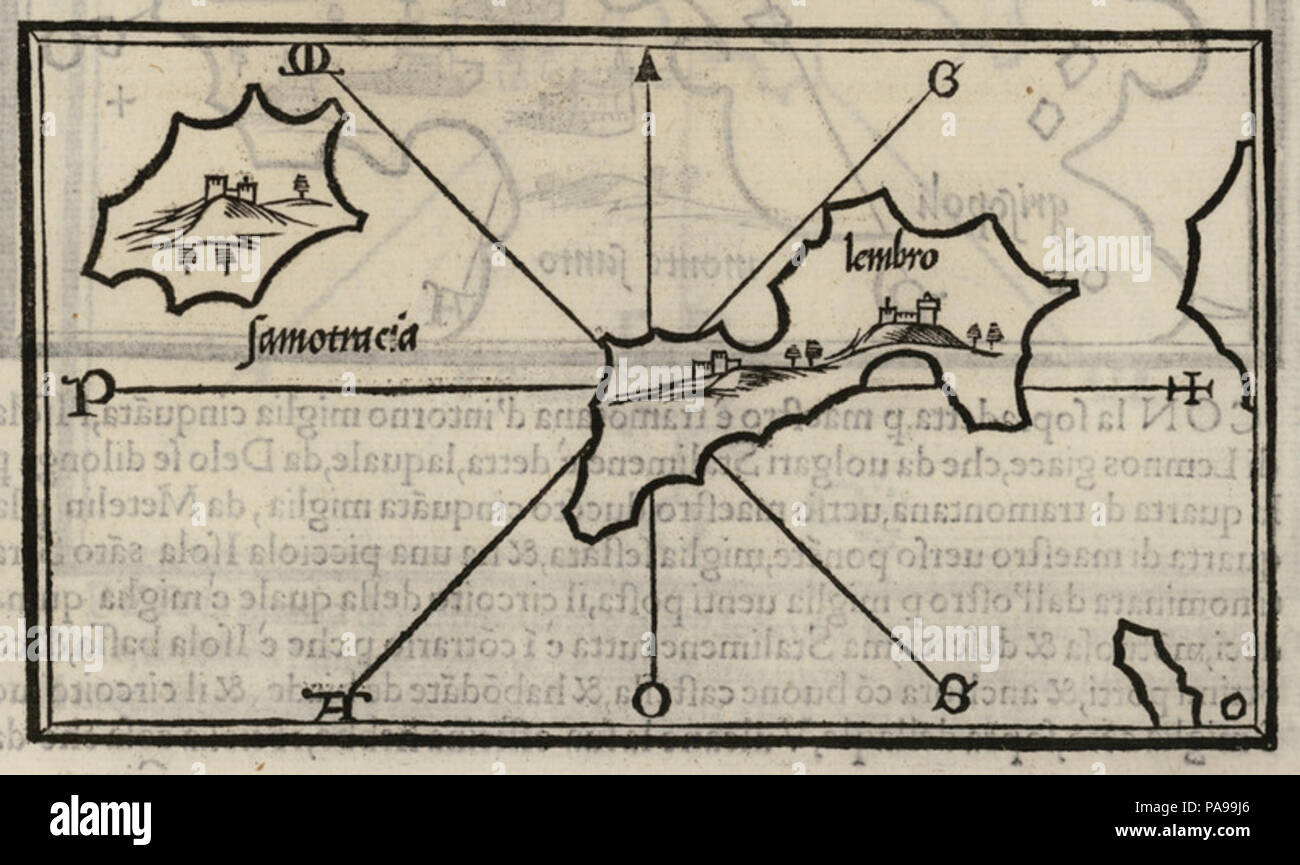 166 Map of Gökçeada (Imbros) and Samothrace islands - Bordone Benedetto ...
