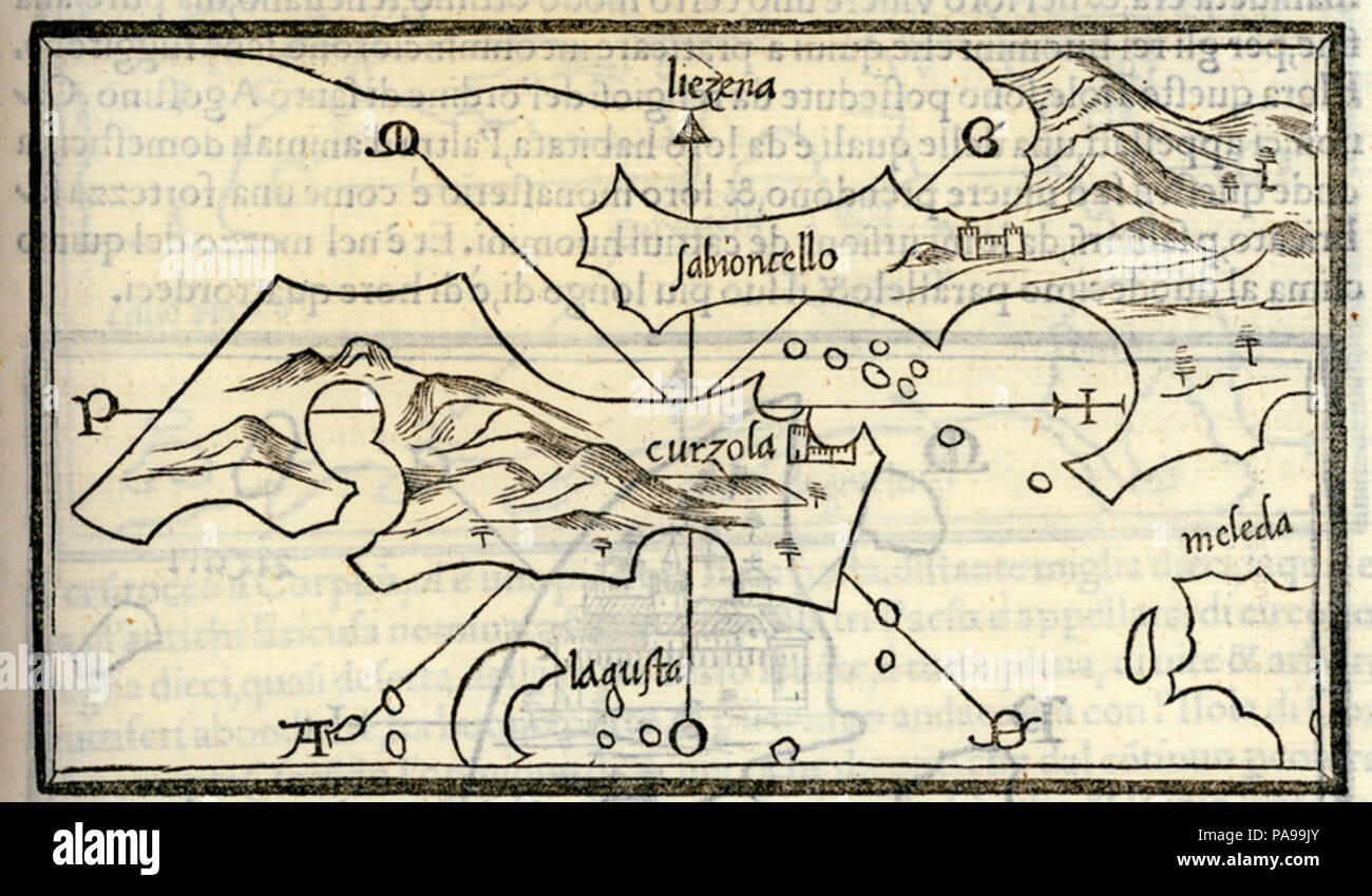 166 Map of Korčula island with Pelješac peninsula - Bordone Benedetto ...