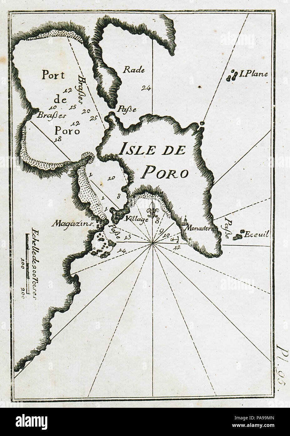 166 Map of Poros and its port - Roux Joseph - 1804 Stock Photo - Alamy