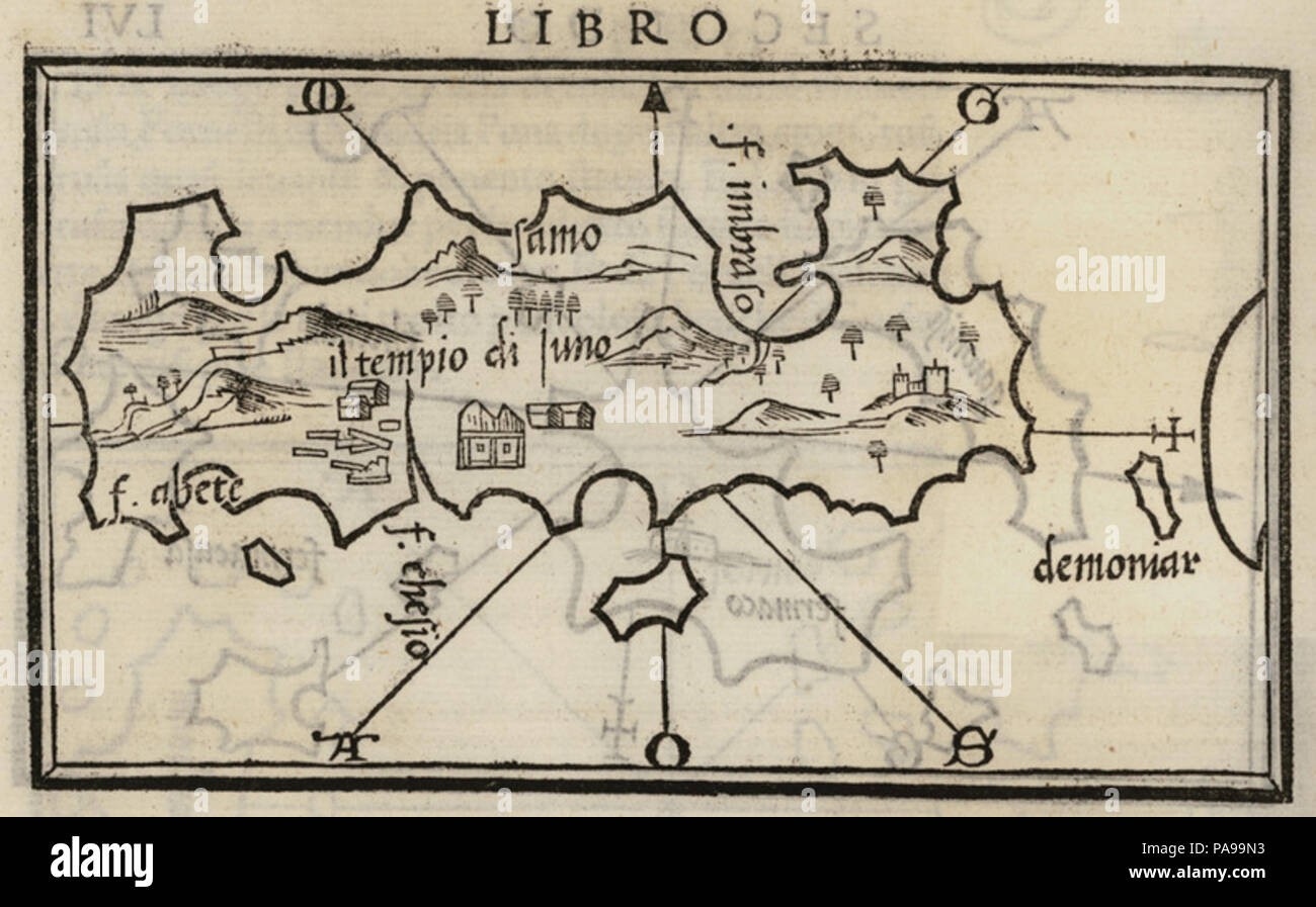 166 Map of Samos - Bordone Benedetto - 1547 Stock Photo - Alamy
