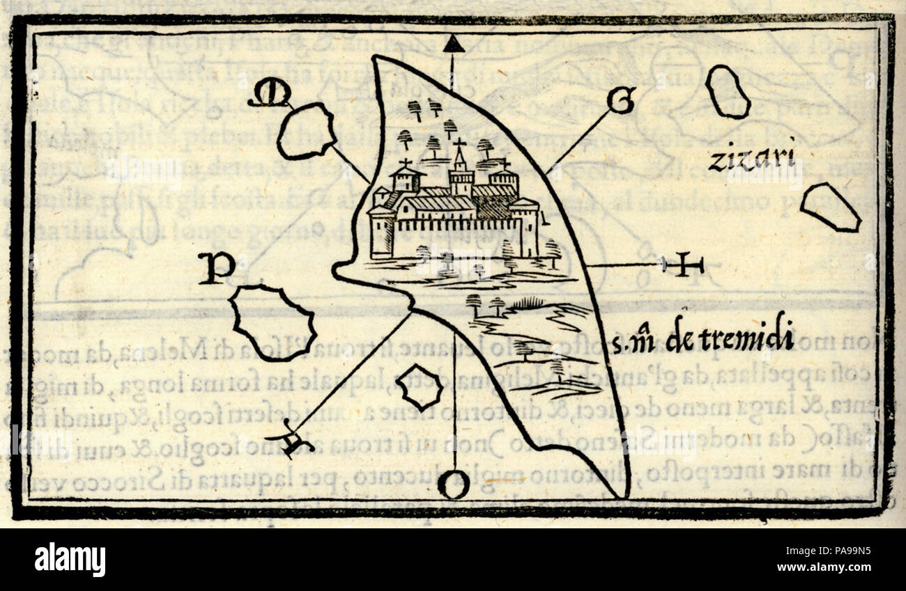 166 Map of San Nicola island, part of Tremiti islands - Bordone ...