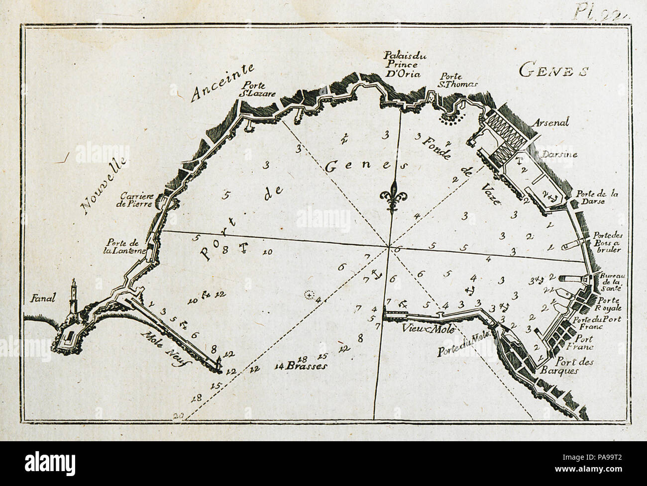 167 Map of the port of Genova in Italy - Roux Joseph - 1804 Stock Photo ...