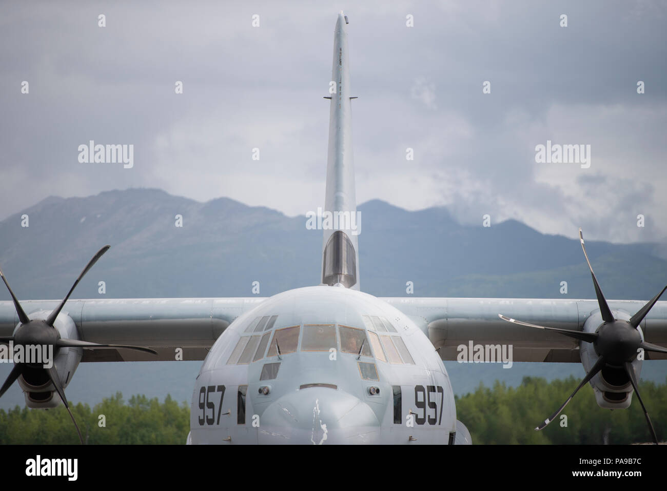 A U.S. Marine Corps KC-130J Hercules from Marine Aerial Refueler ...