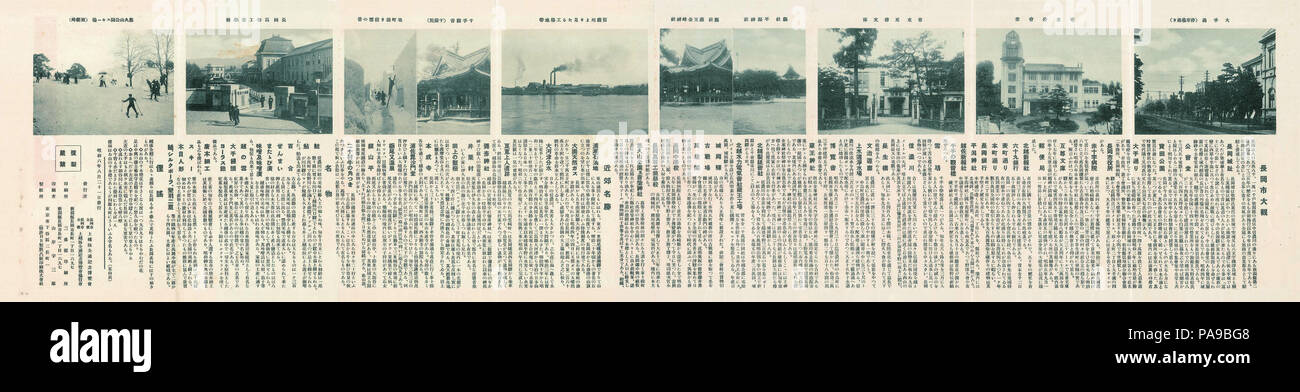 180 Nagaoka City Panorama Map in 1931 - reverse side Stock Photo - Alamy
