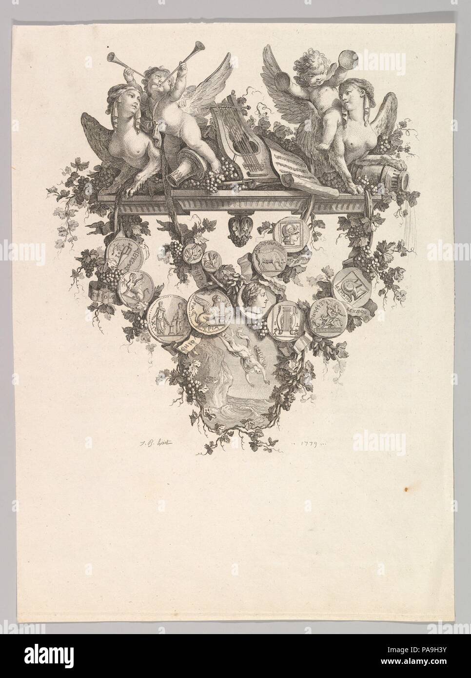 Vignette with Sphinxes and Putti. Artist: Jean-Baptiste Huet I (French ...