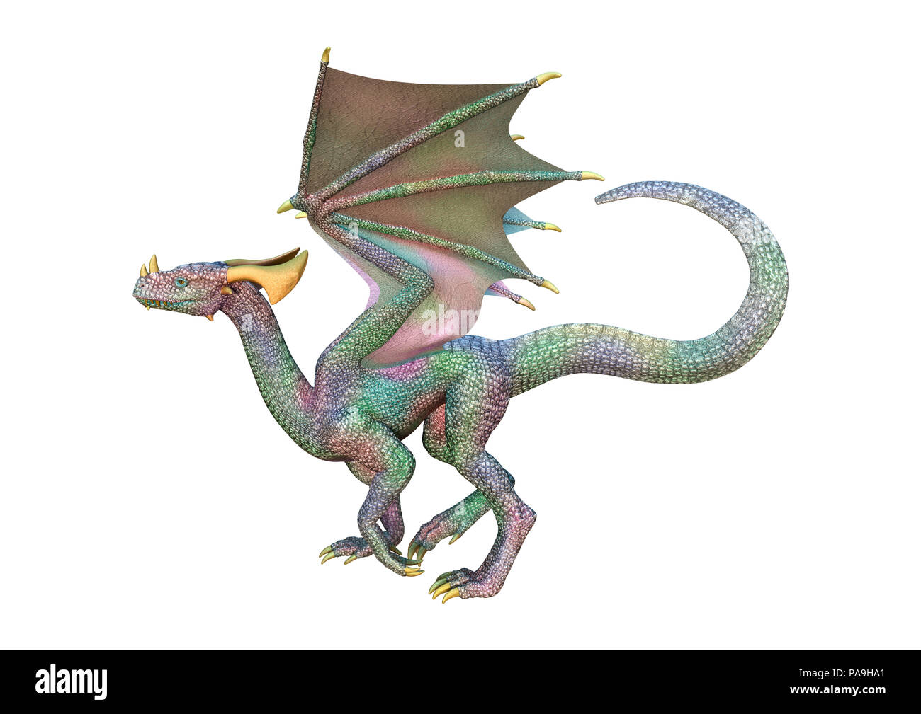 3D rendering of a fairy tale dragon isolated on white background Stock ...