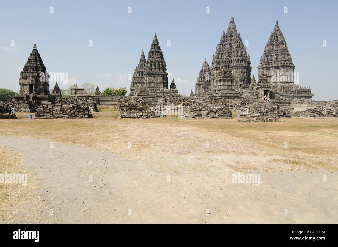Prambanan temple shrines and pyramids with enshrined statues of gods ...