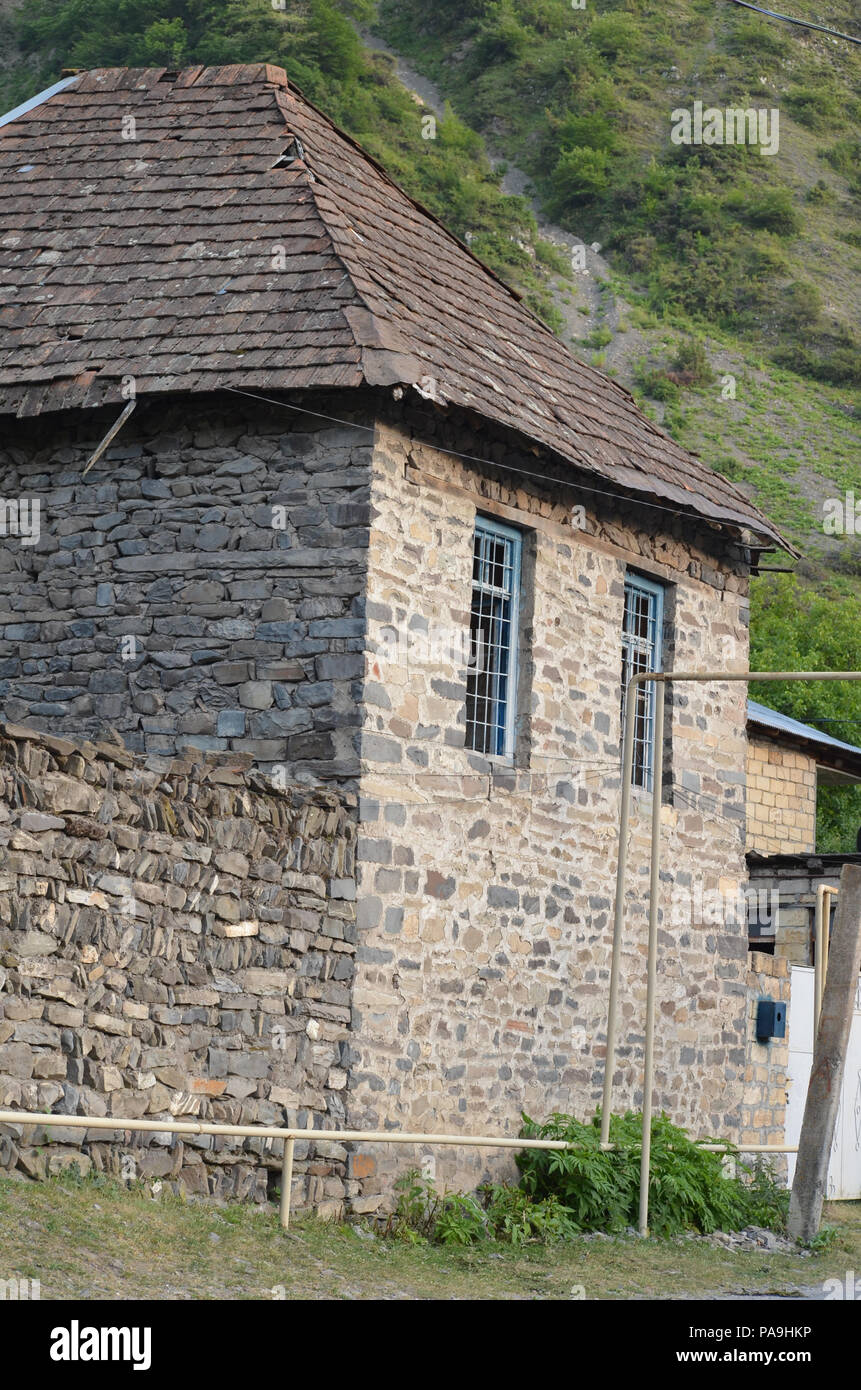 Traditional houses in Ilisu, a Greater Caucasus mountain village in ...