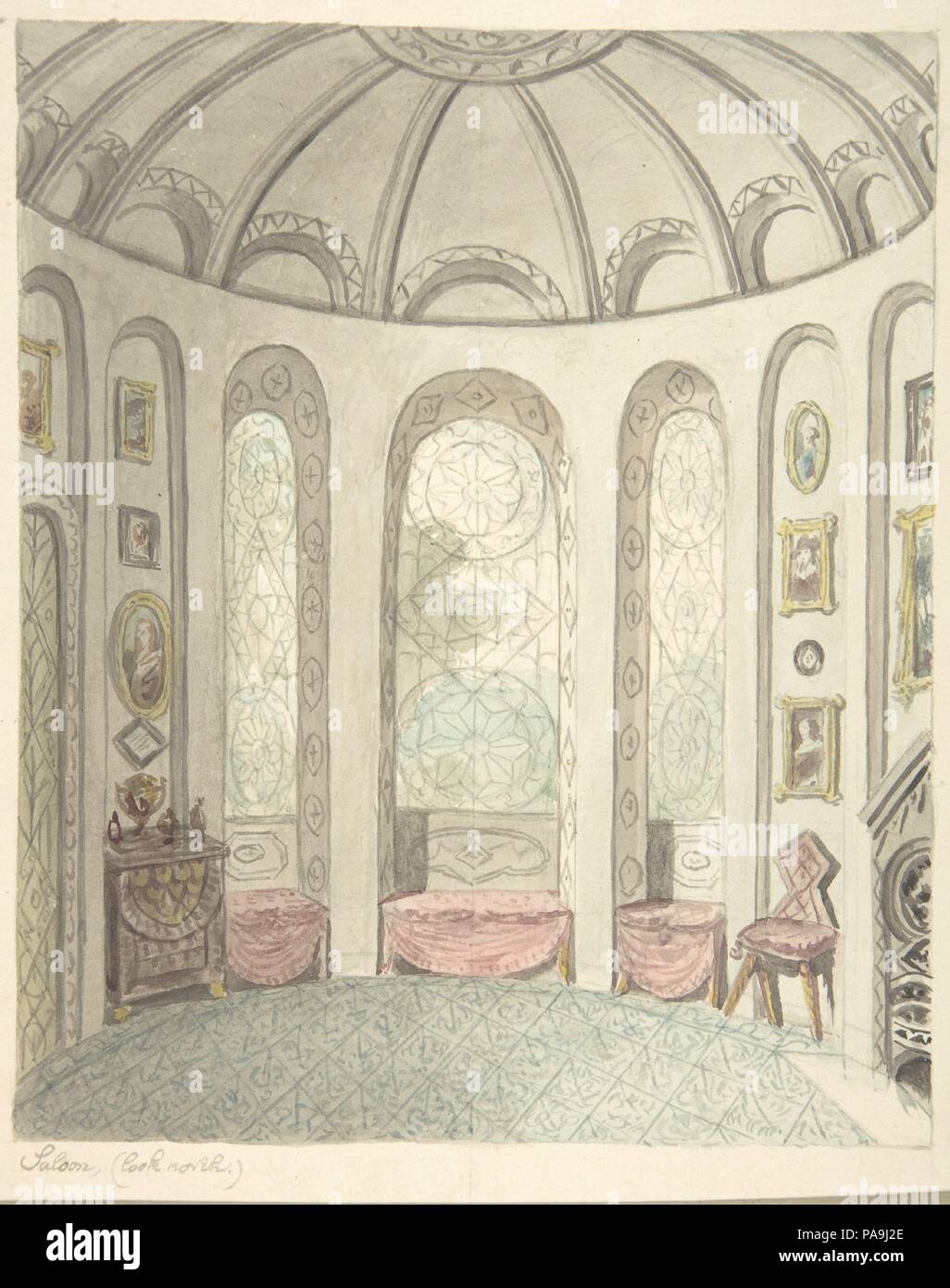 Lea Castle, Worcestershire, Saloon, Looking North. Artist: Attributed ...