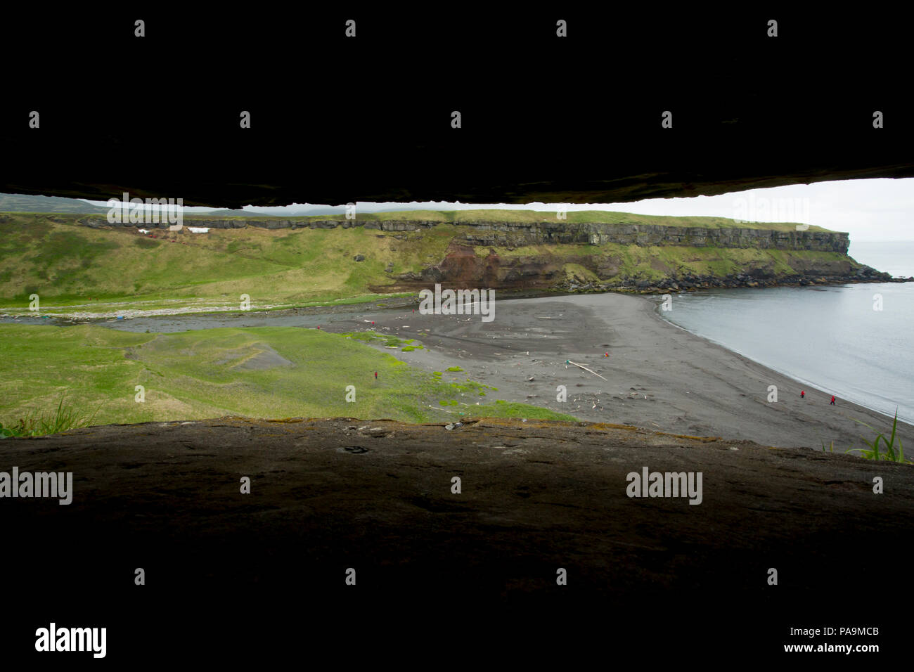 War tunnels and gun barracks on Onekotan Island, Kuril Islands Stock ...