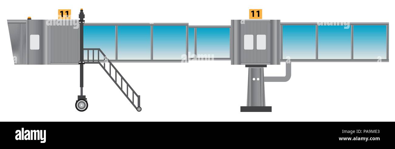 Glass aero bridge or Jetway or Jet bridge Isolated on white background ...