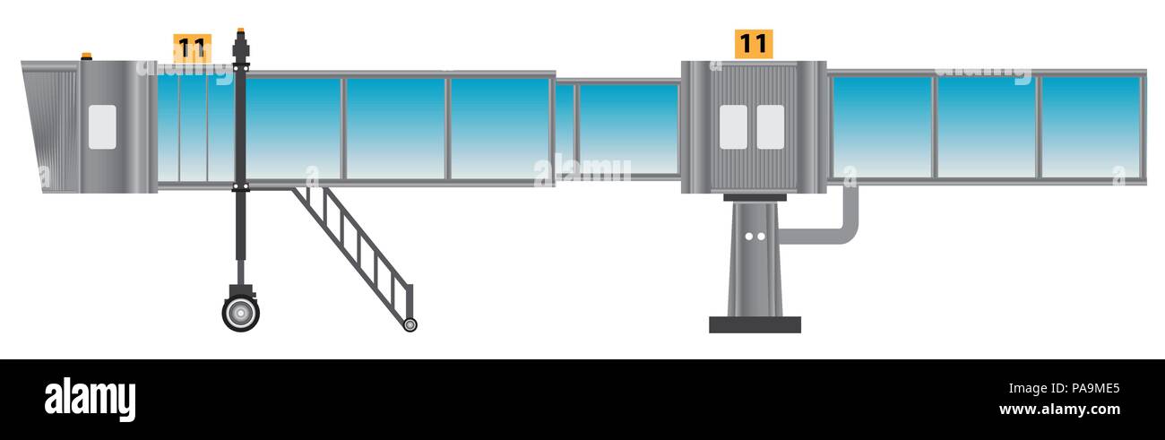 Glass aero bridge or Jetway or Jet bridge Isolated on white background ...