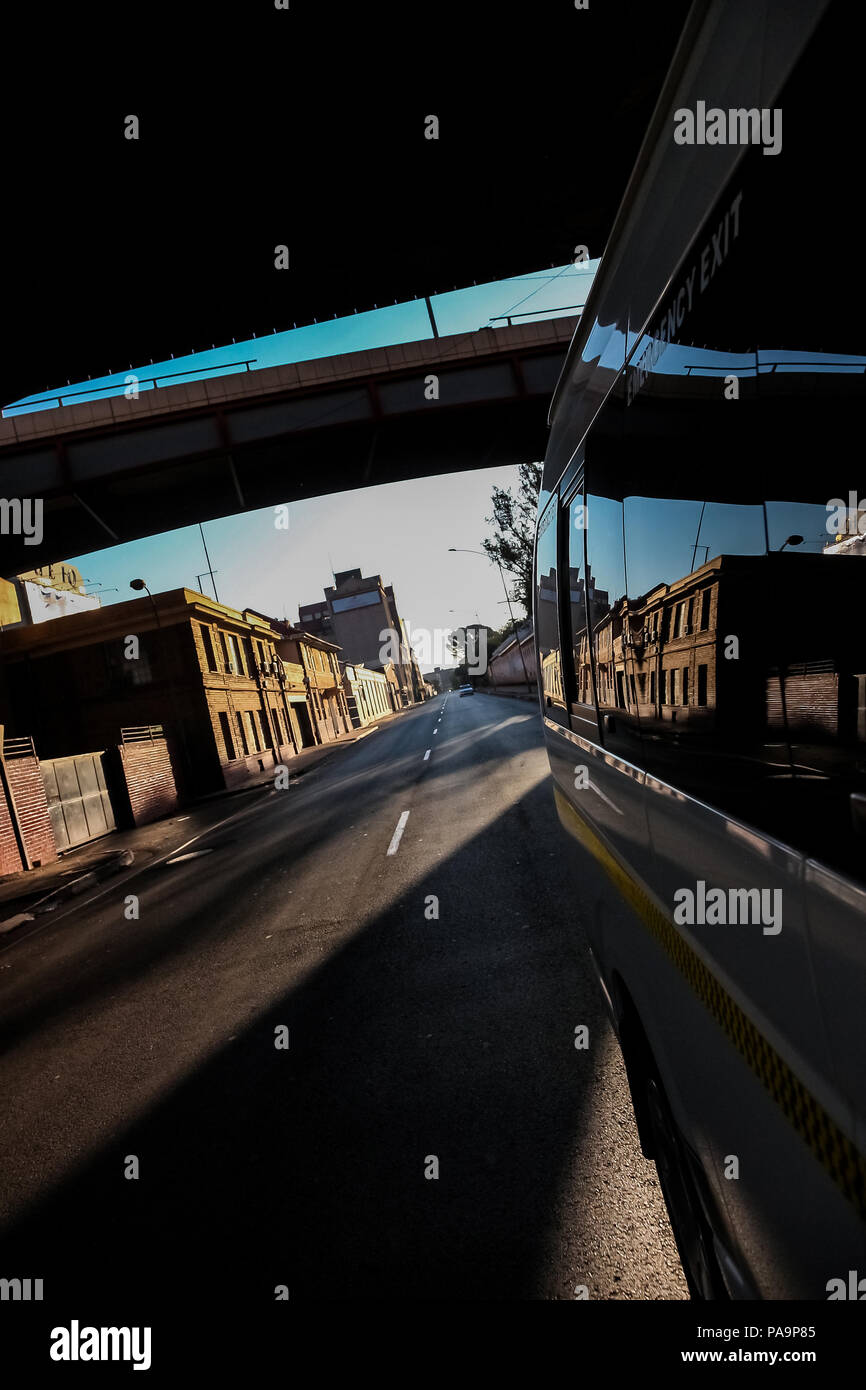 Johannesburg, South Africa, September 11, 2011, Looking back street ...