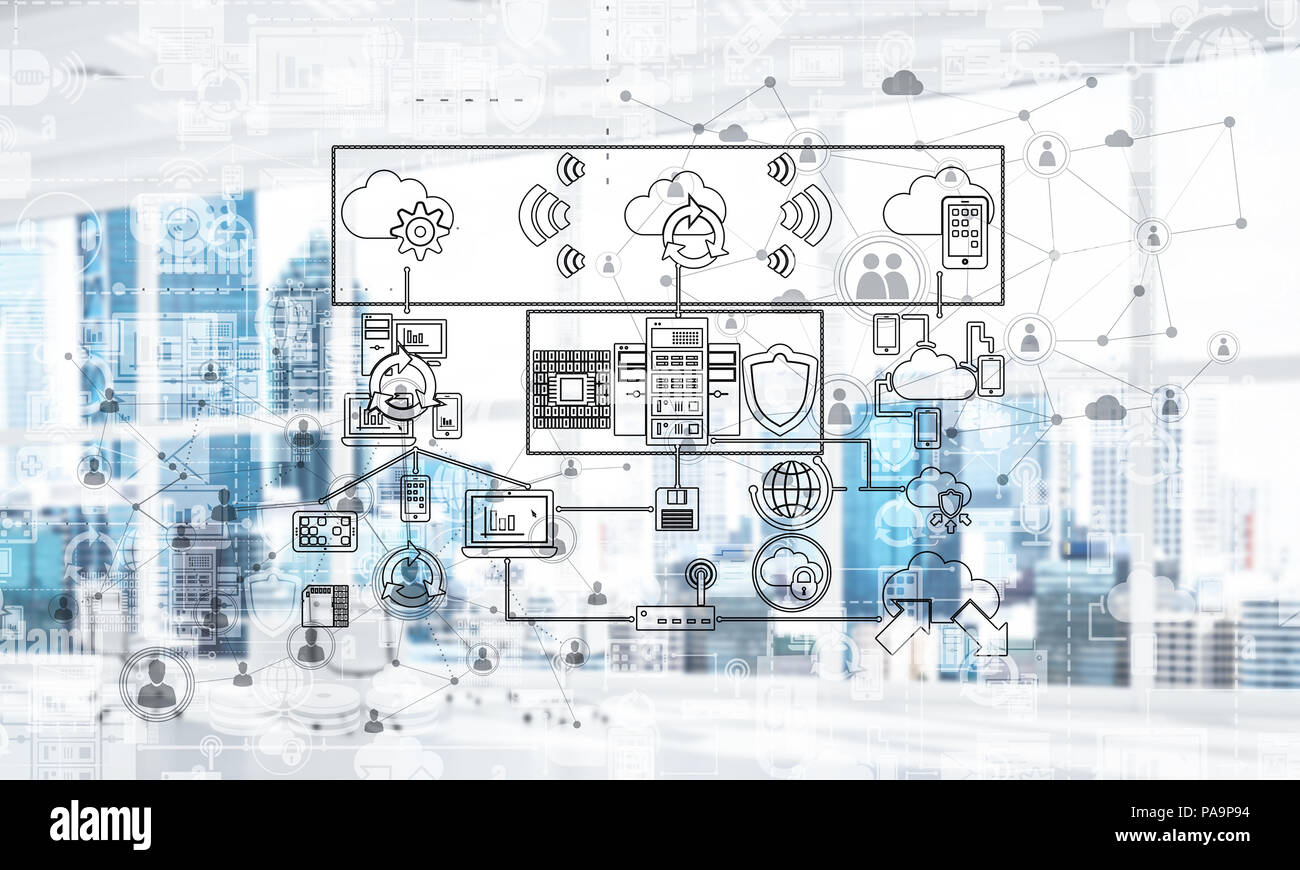 Technology background image with media interface as connection a Stock ...