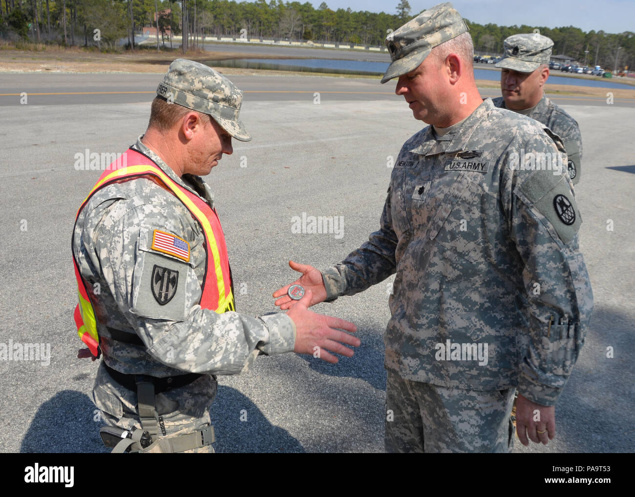 Army Lt. Col. Rodney Newton, right, commander of the North Carolina ...