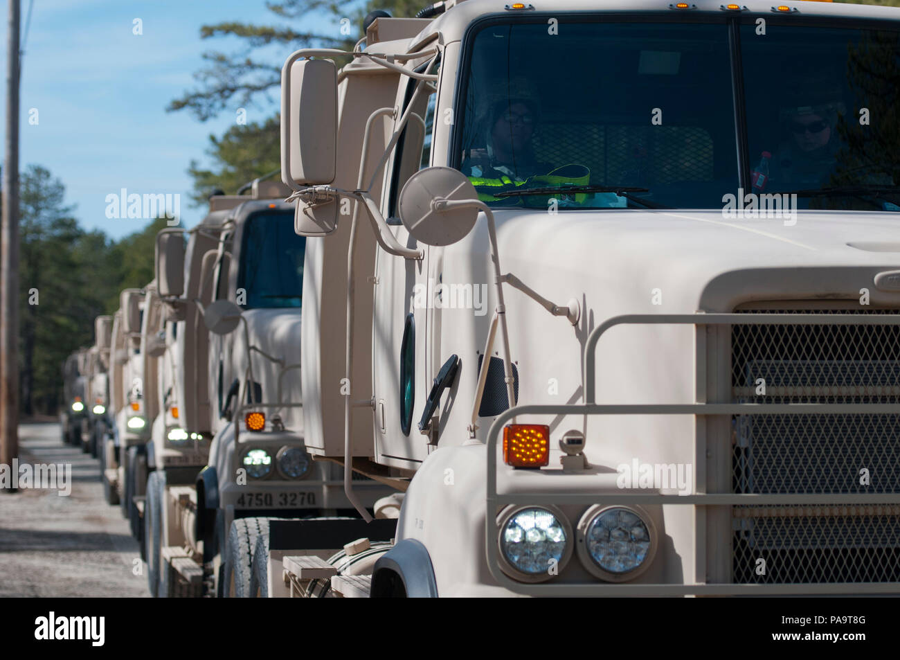 Soldiers with the 298th Transportation Company prepare for a convoy ...