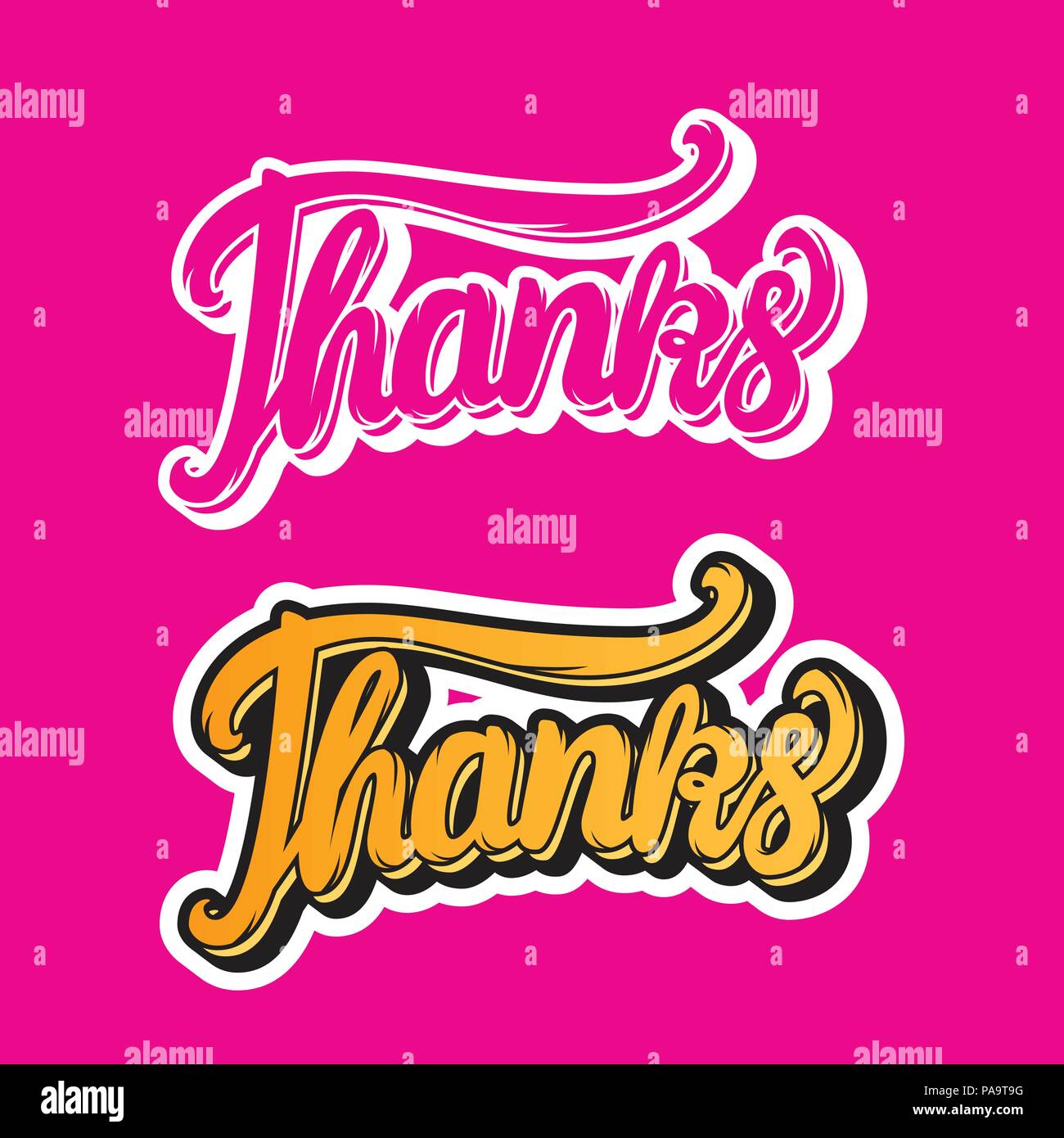 Vector Thanks hand lettering inscription stickers Stock Vector Image ...