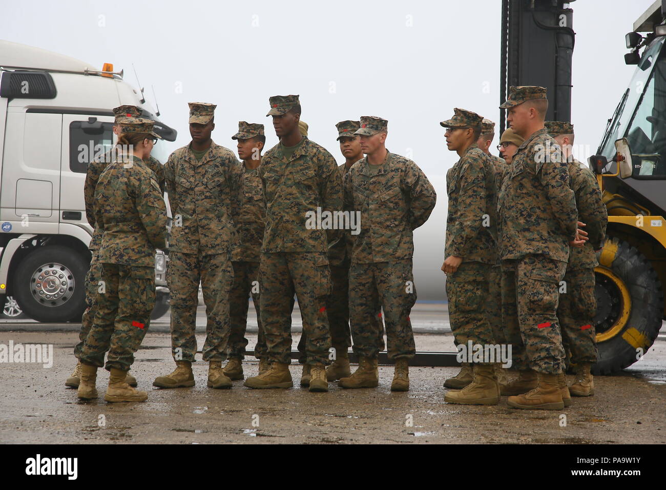 U.S. Marine Corps 1st Lt. Hannah Cox, landing support platoon commander ...