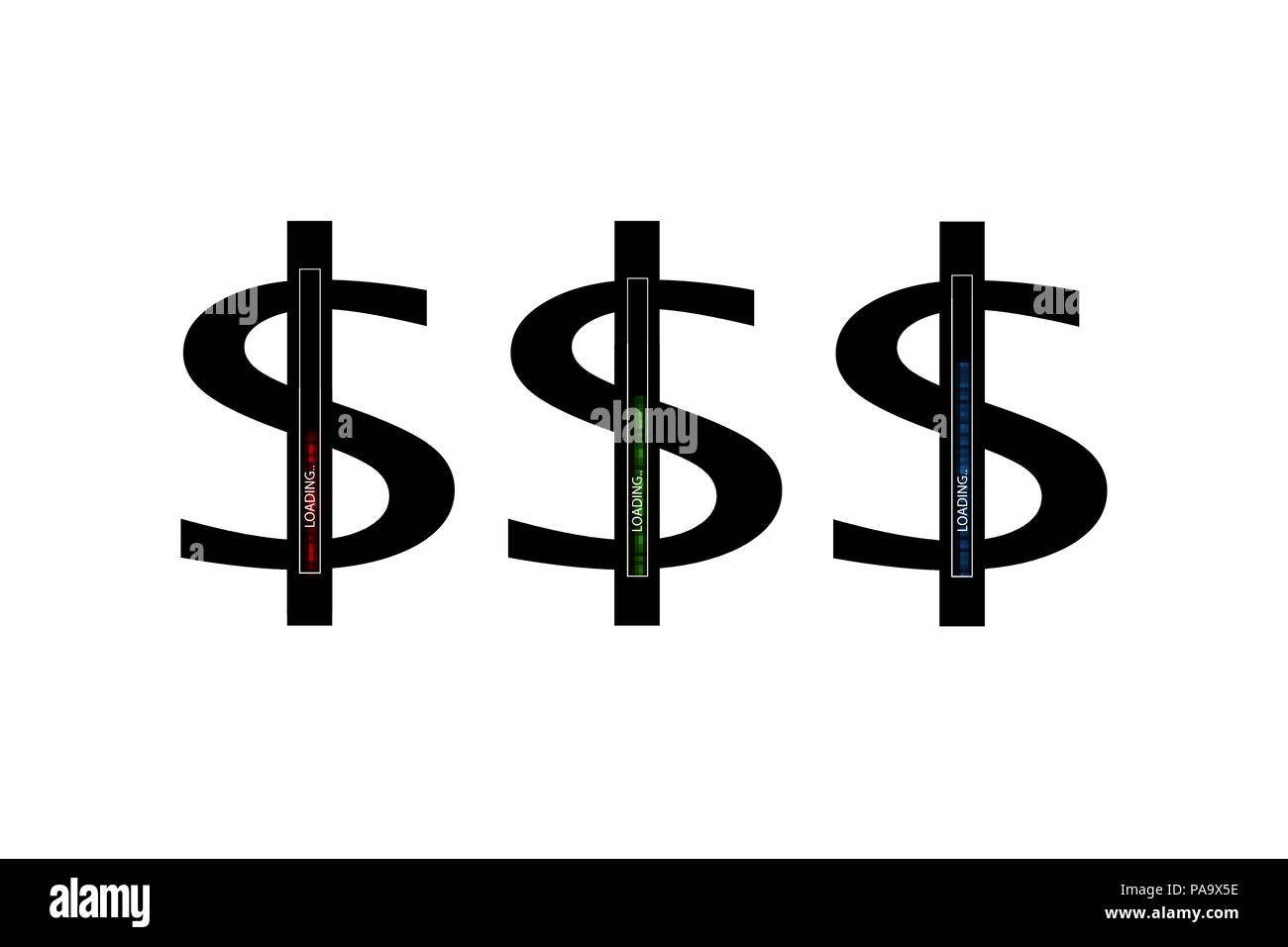 Business concept. Vector illustration. Dollar progress loading bar with ...