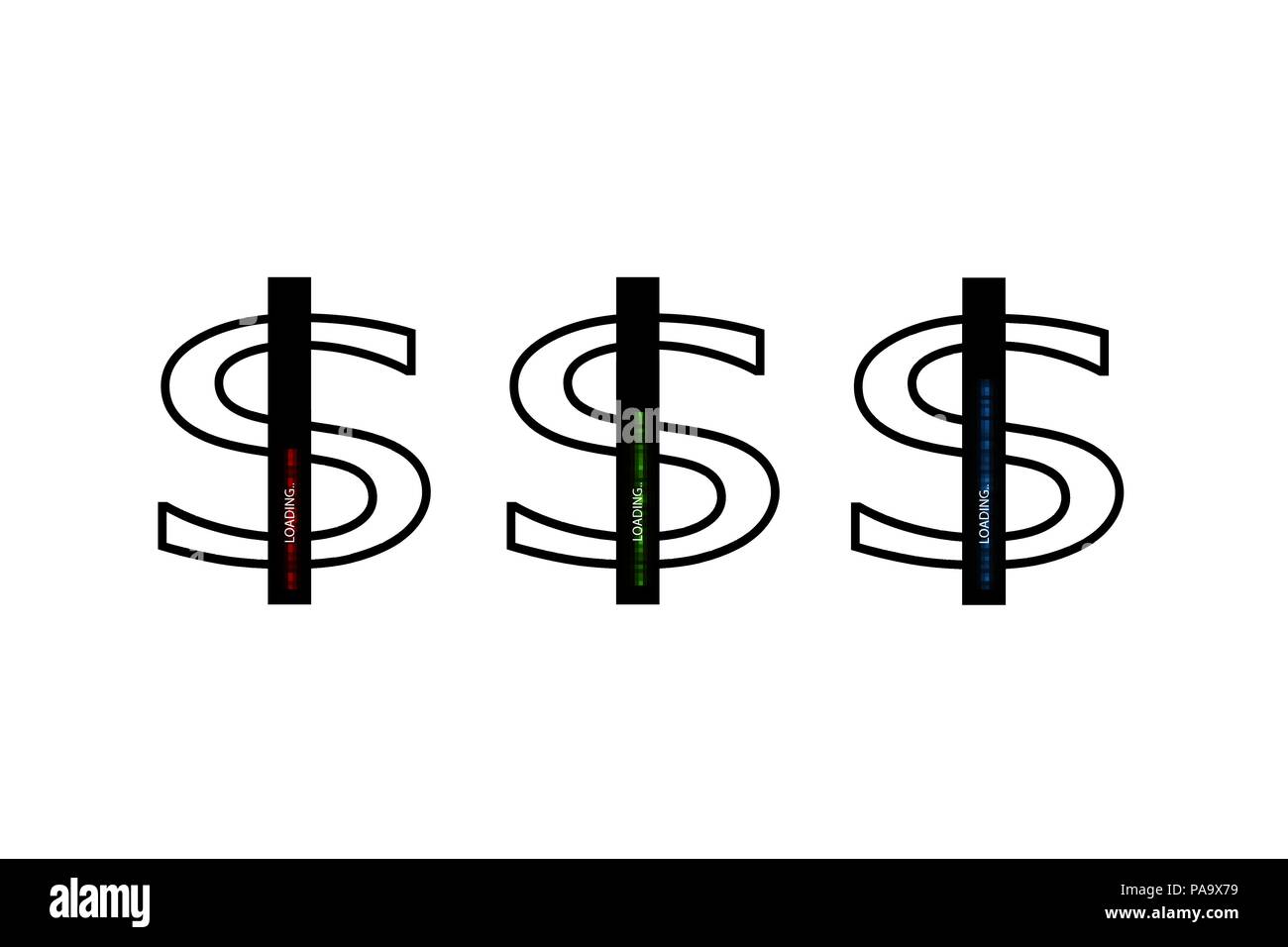Business concept. Vector illustration. Dollar progress loading bar with ...