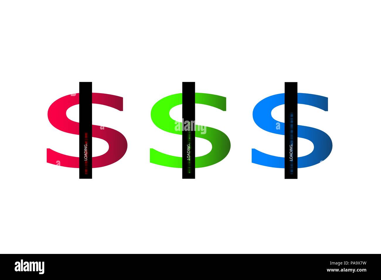 Business concept. Vector illustration. Dollar progress loading bar with ...