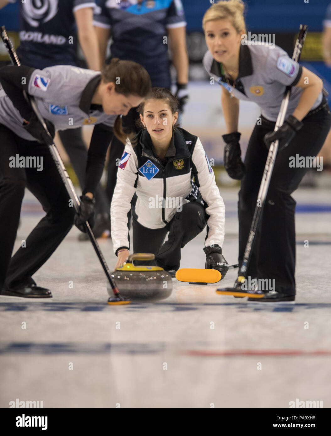 Glasgow, SCOTLAND, Russian, vice skip, Uliana VASILEVA, during the ...