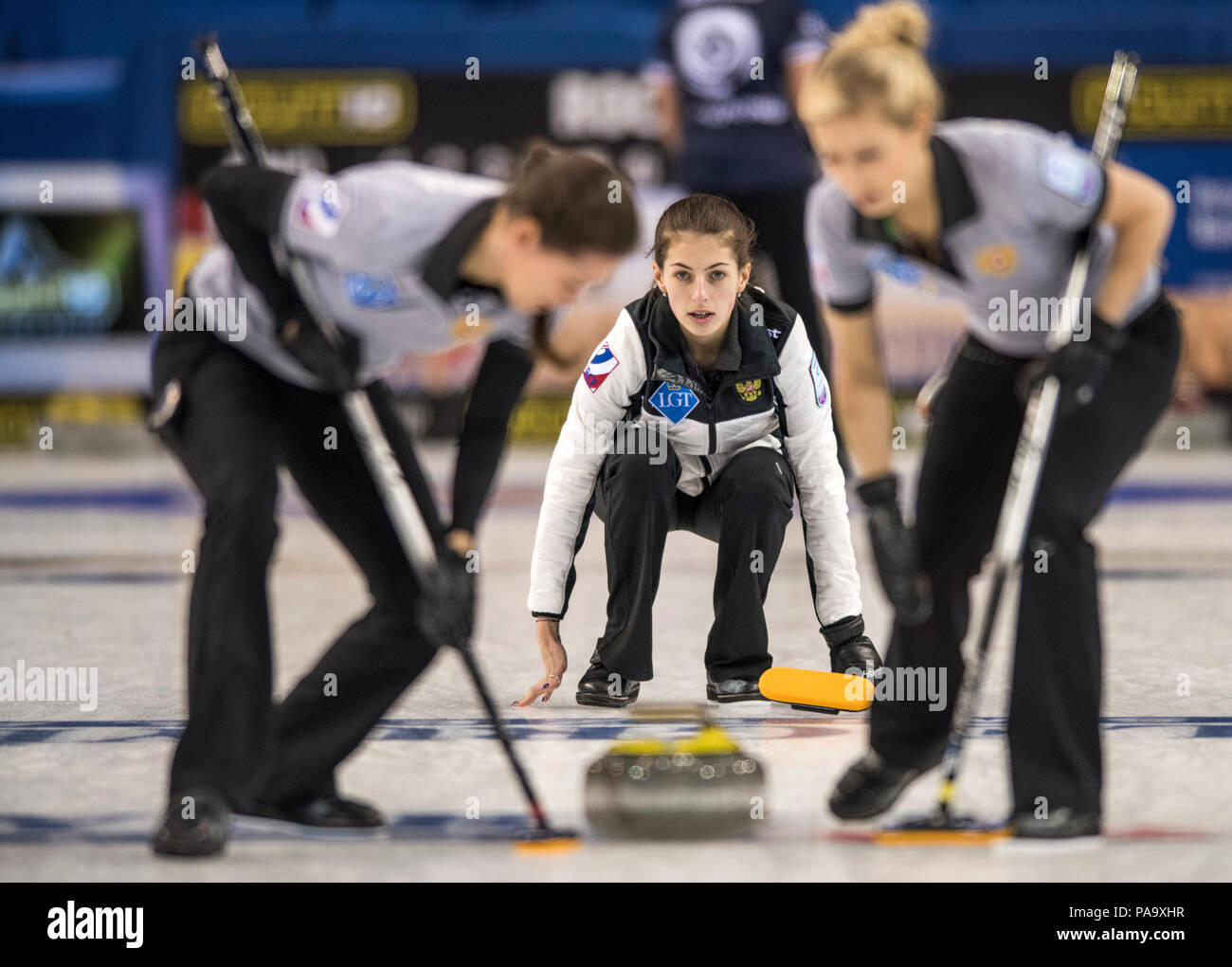Glasgow, SCOTLAND, Russian, vice skip, Uliana VASILEVA, during the ...