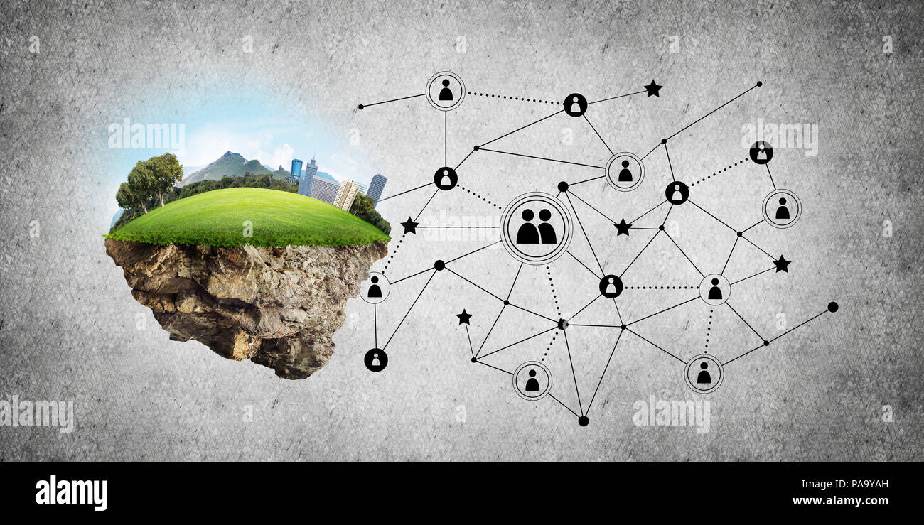 Concept of modern networking technologies and eco green construction ...