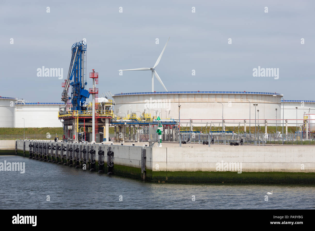 Liquid gas transshipment terminal in harbor Rotterdam, biggest seaport ...