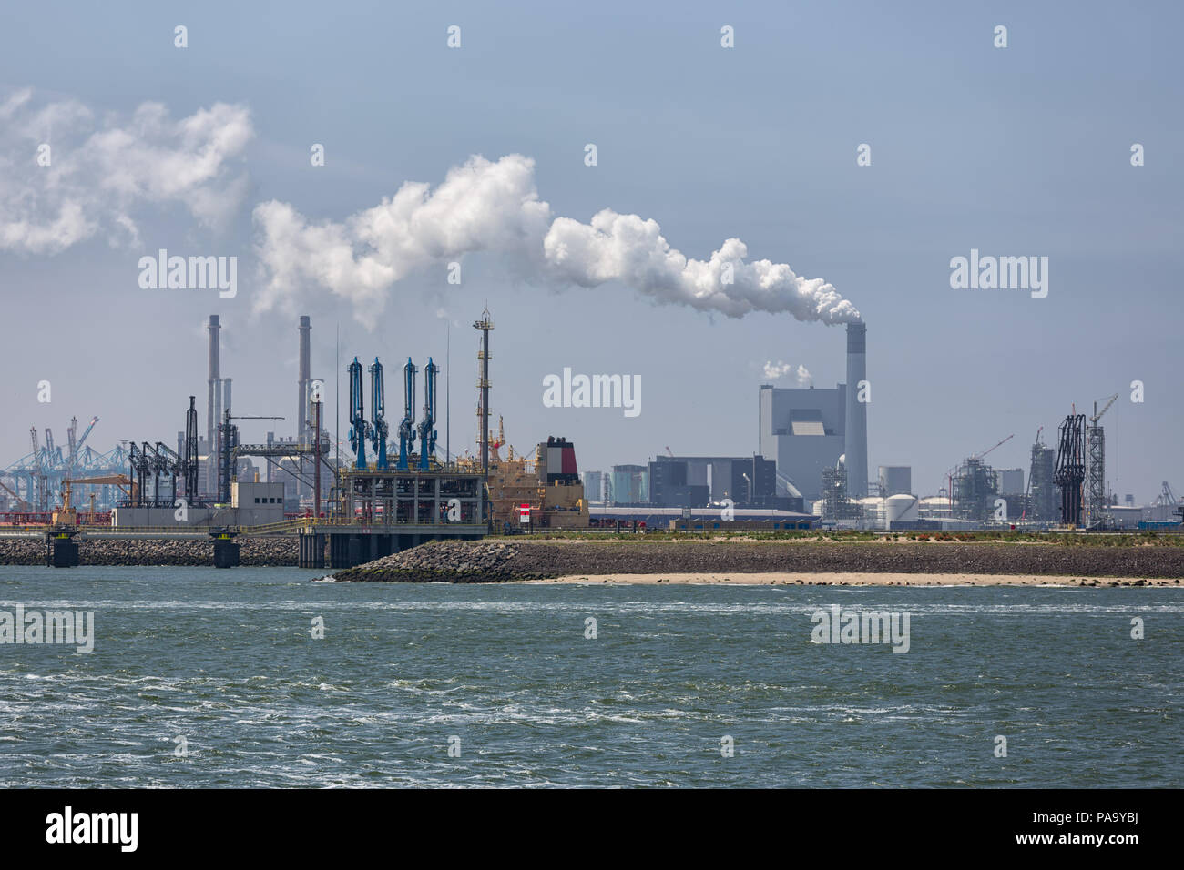 Oil terminal and power plant in Dutch harbor Rotterdam Stock Photo - Alamy